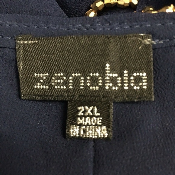 Zenobia | Tops | Zenobia 2x Royal Blue Semi Sheer Blouse Beaded Back ...